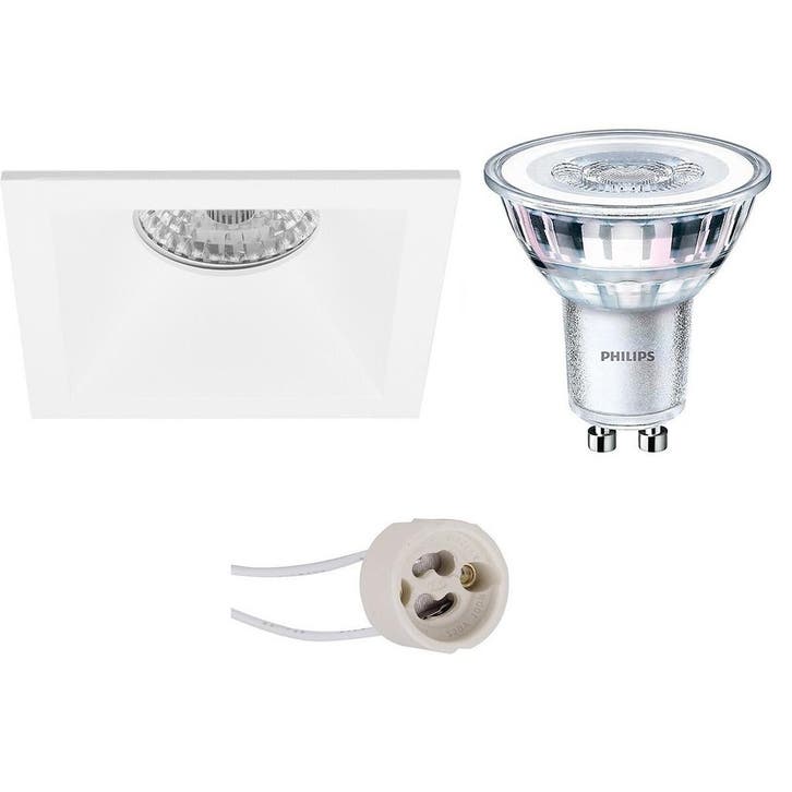 ≥ Dimbare 3W LED Spot Set - Vierkante Inbouwspot Mat Wit, GU10 — Lampen ...