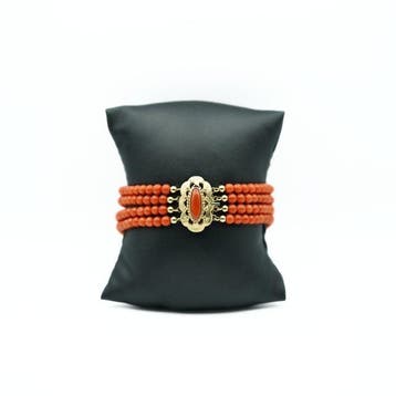 ≥ Armband - 14 karaat Geel goud Bloedkoraal - Bloedkoraal — Armbanden ...