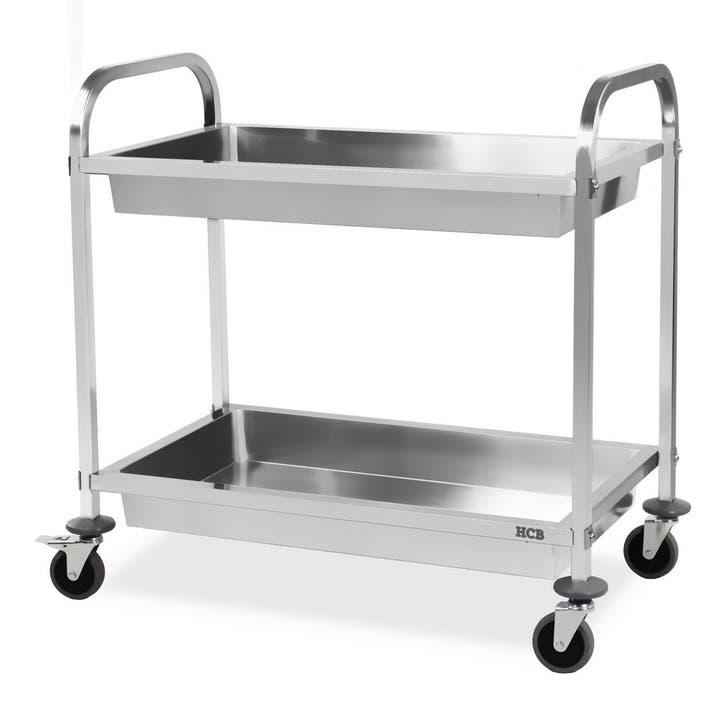 ≥ HCB Serveerwagen - 2 bakken - 95 cm - RVS — Horeca | Meubilair en ...