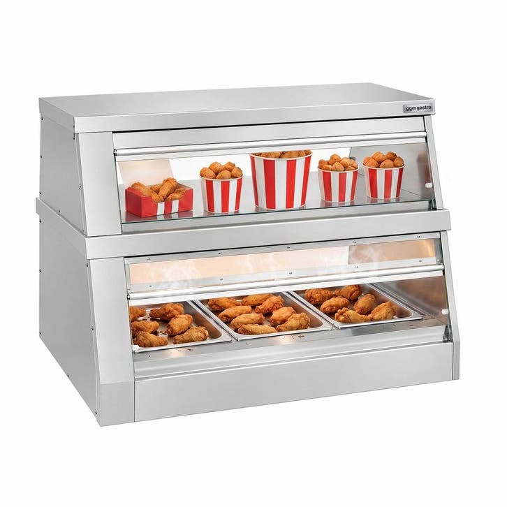 ≥ GGM Gastro | Warmhoudvitrine - 1200mm - 3,5kW - 2 niveaus - — Horeca ...